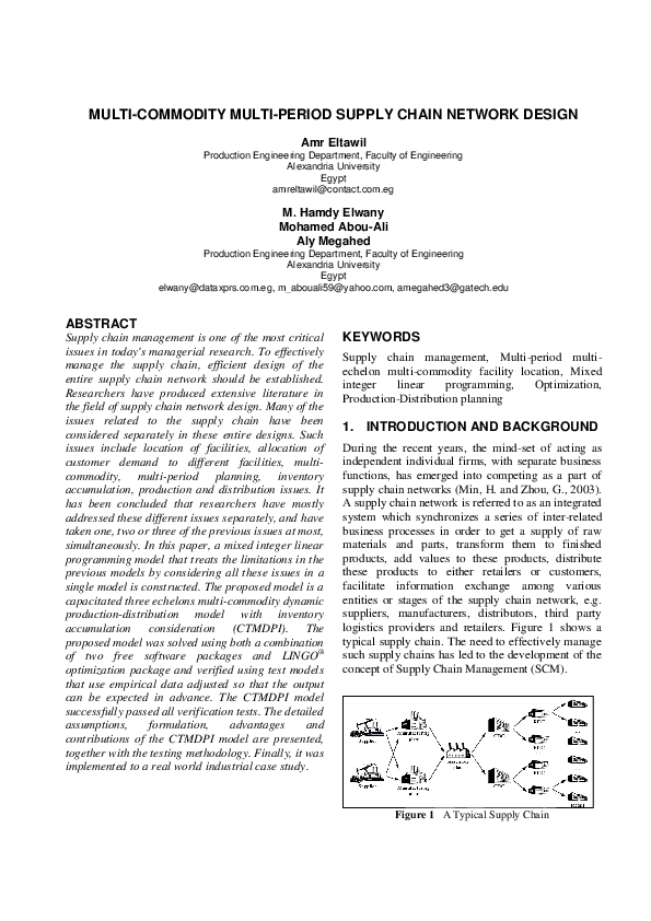 (PDF) MULTI-COMMODITY MULTI-PERIOD SUPPLY CHAIN NETWORK DESIGN