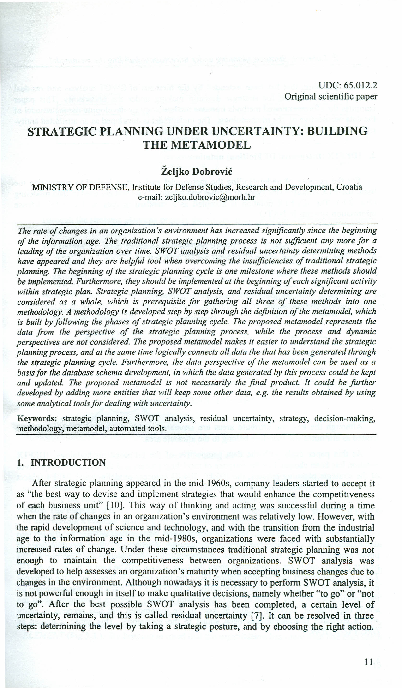 (PDF) Strategic Planning Under Uncertainty