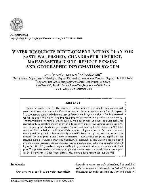 (PDF) WATER RESOURCES DEVELOPMENT ACTION PLAN SASTI WATERSHED ...