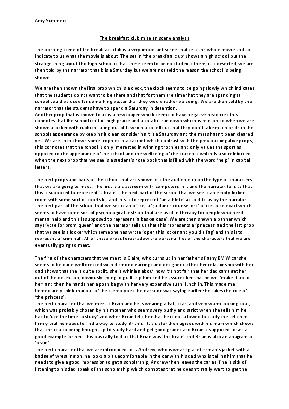 (DOC) The Breakfast club analysis