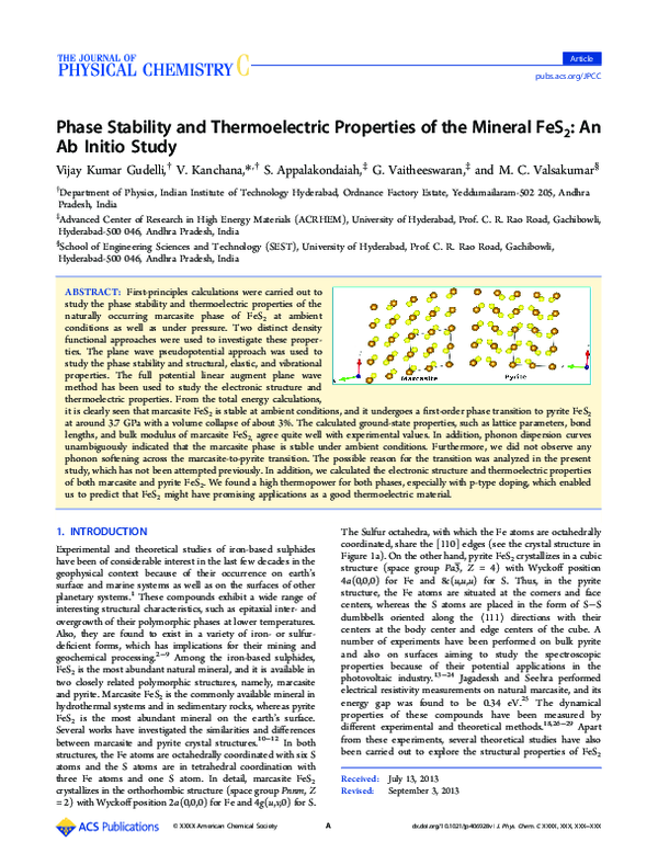 (PDF) Phase Stability and Thermoelectric Properties of the Mineral FeS ...