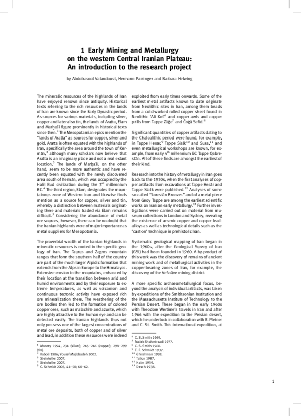 (2011) Early mining and metallurgy on the western Central Iranian ...