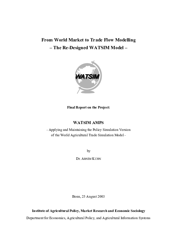 (PDF) From World Market to Trade Flow Modelling - The Re-Designed ...