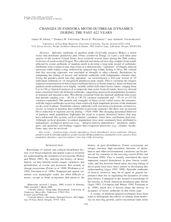(PDF) Long-term Dynamics of Pandora Moth Outbreaks Over 622 Years