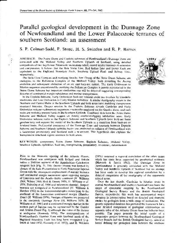 (PDF) Parallel geological development in the Dunnage Zone of ...