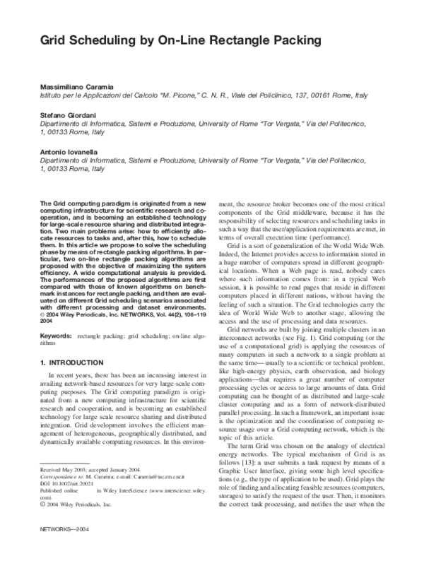 (PDF) Grid Scheduling by On-Line Rectangle Packing