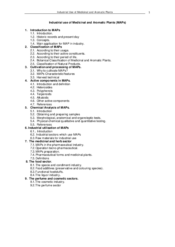 (PDF) Industrial Use of Medicinal and Aromatic Plants Industrial use of ...