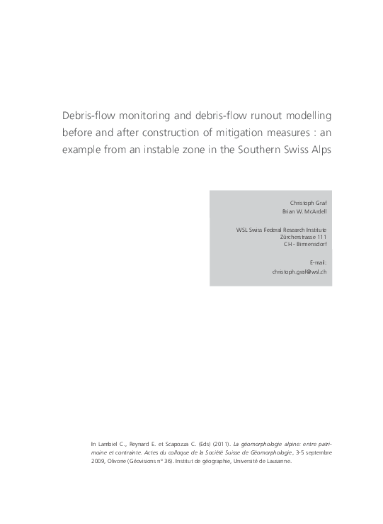 Pdf Debris Flow Monitoring And Debris Flow Runout Modelling Before