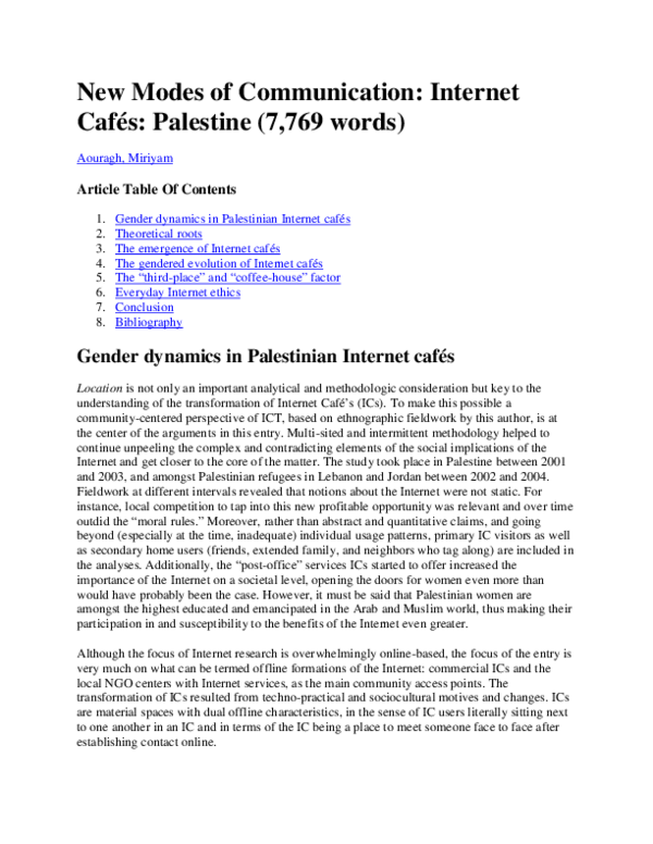 (PDF) Gender, Power and New Modes of Communication: Palestinian ...