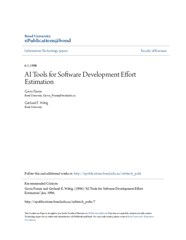 (PDF) AI Tools for Software Development Effort Estimation AI Tools for ...