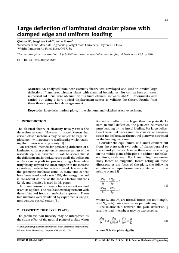 (PDF) Large deflection of laminated circular plates with clamped edge ...