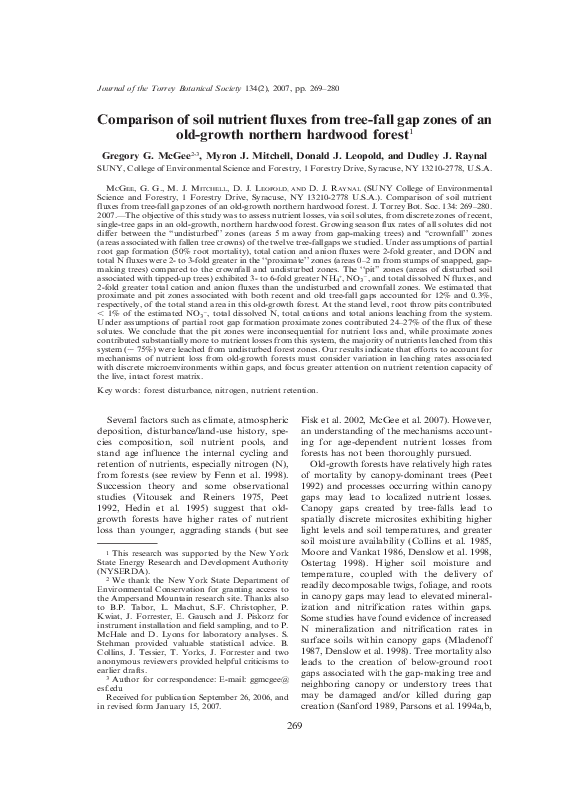 (PDF) Comparison of soil nutrient fluxes from tree-fall gap zones of an ...