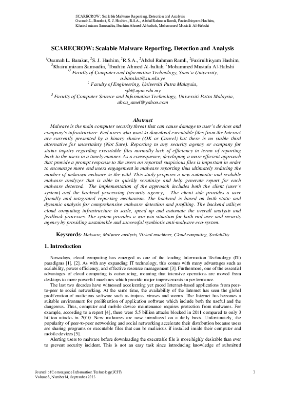 Pdf Scarecrow Scalable Malware Reporting Detection And Analysis