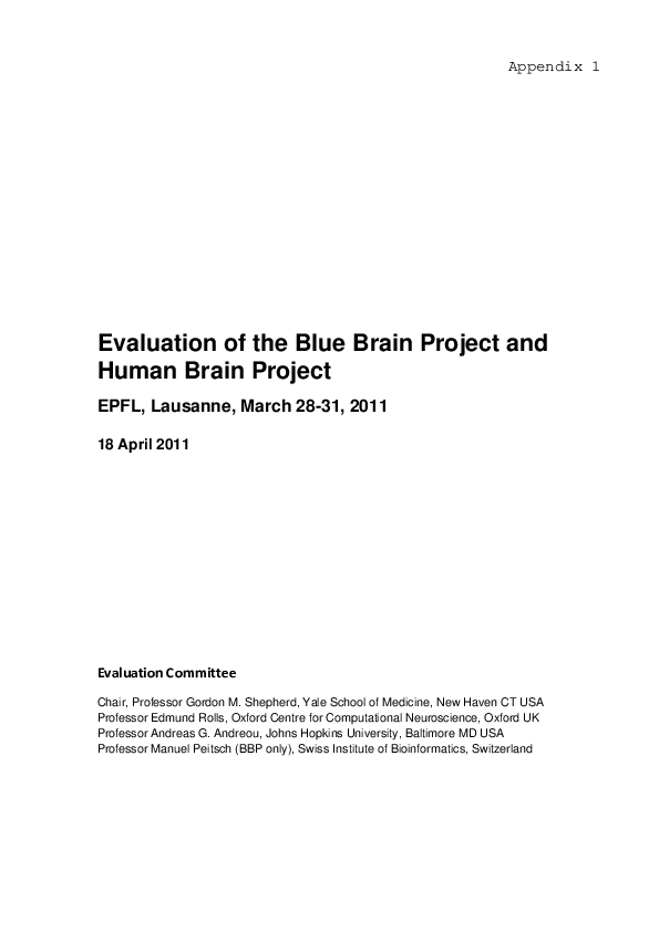 (PDF) Evaluation of the Blue Brain Project and Human Brain Project ...