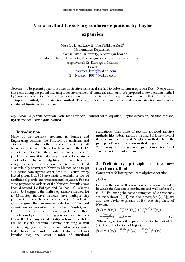 solving nonlinear equations