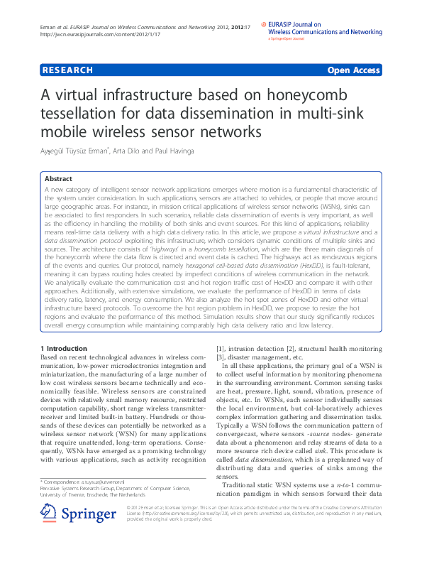 Pdf A Virtual Infrastructure Based On Honeycomb Tessellation For Data