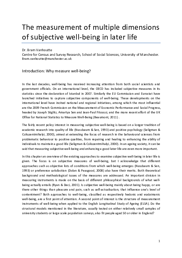 (PDF) The measurement of multiple dimensions of subjective well-being ...