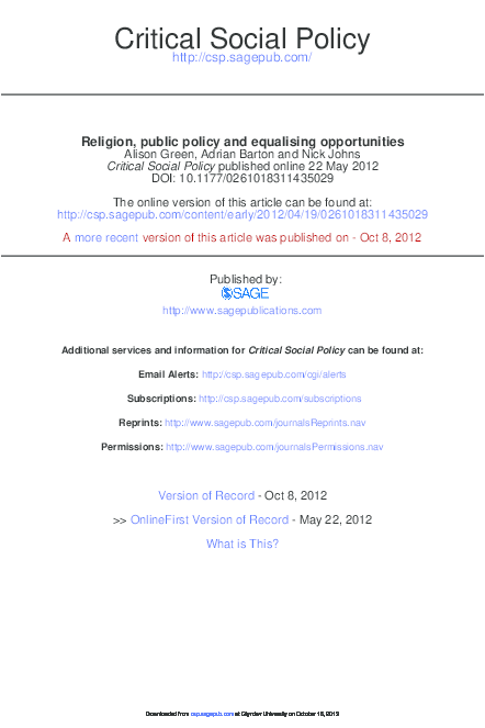 (PDF) Critical Social Policy Critical Social Policy