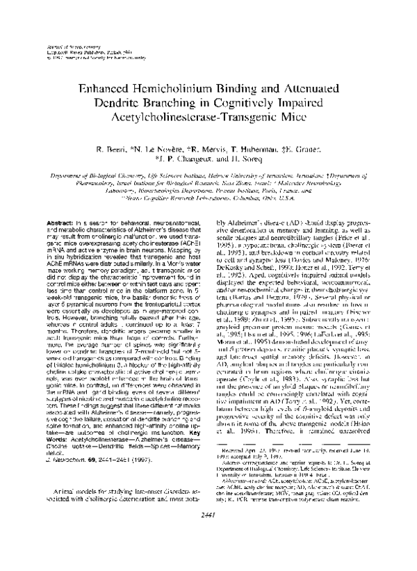 (PDF) Enhanced Hemicholinium Binding and Attenuated Dendrite Branching ...