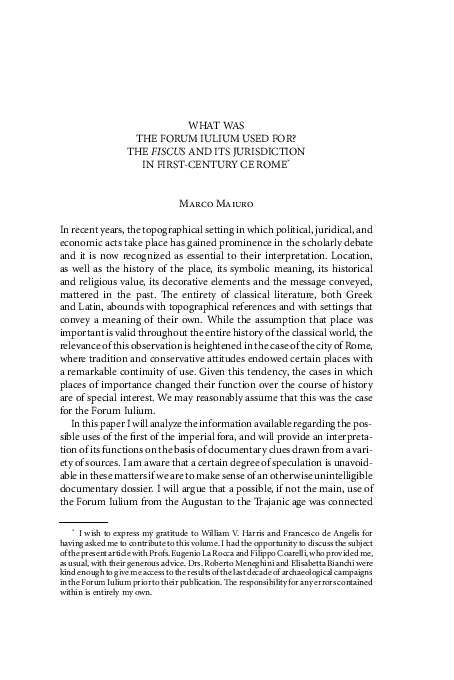 (PDF) ‘What was the Forum Iulium used for? The Fiscus and its ...