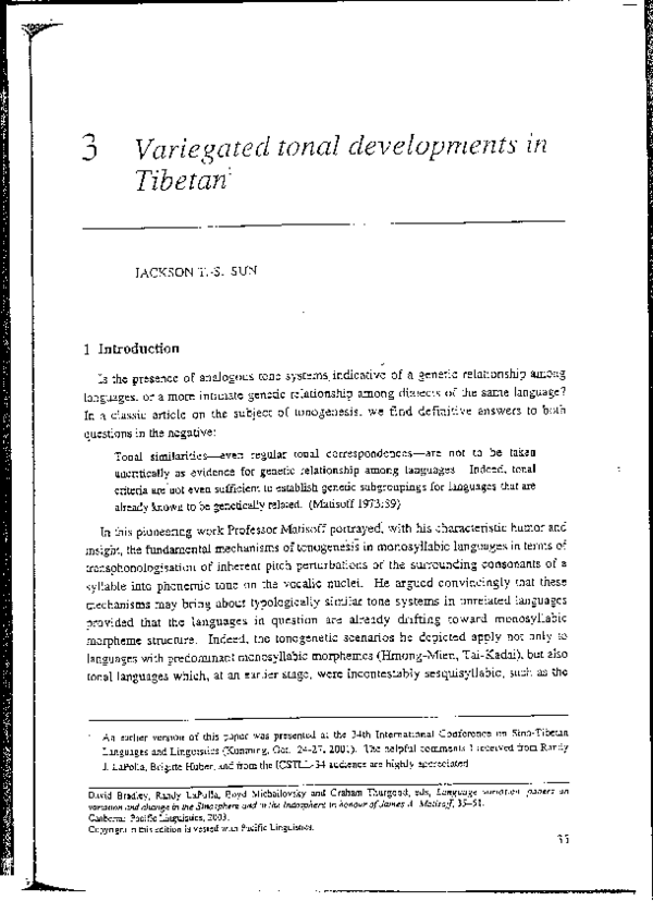 (PDF) Variegated tonal developments in Tibetan