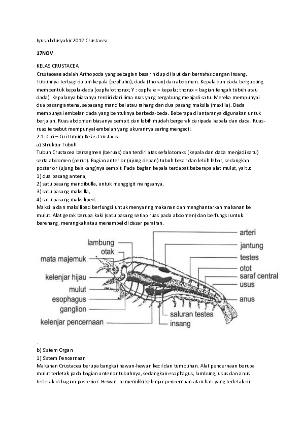(DOC) Iyus abdusyakir 2012 Crustacea 17NOV KELAS CRUSTACEA