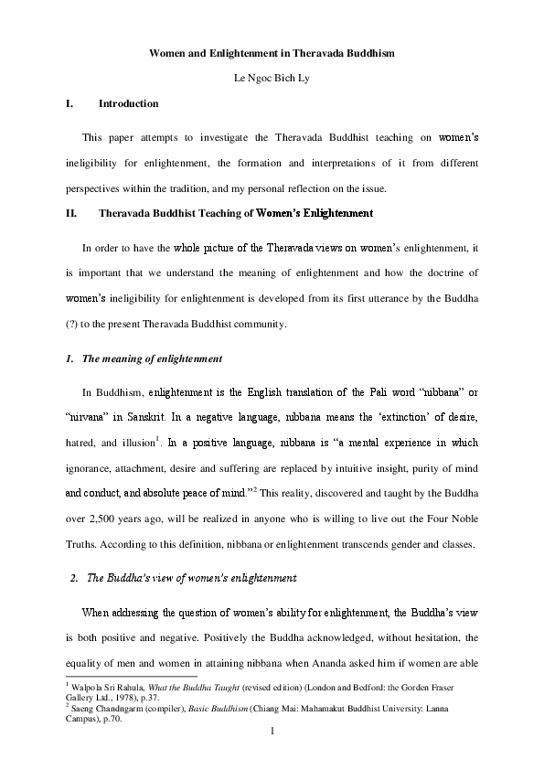 Doc Women And Enlightenment In Theravada Buddhism