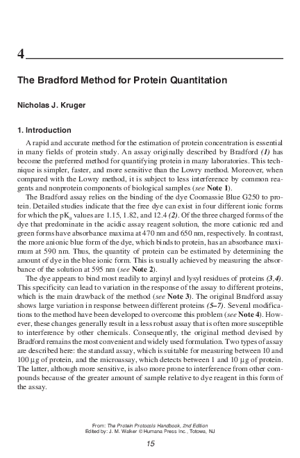 (PDF) The Bradford Method 15 15 The Bradford Method for Protein ...