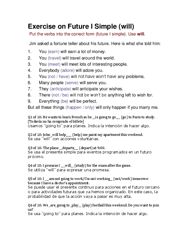 (DOC) Exercise on Future I Simple