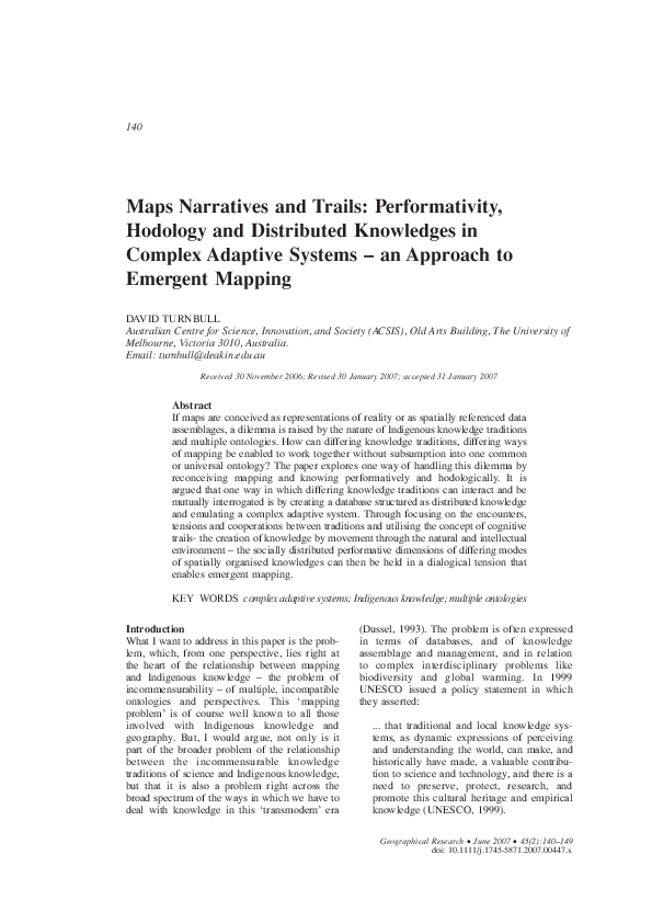 (PDF) Maps Narratives and Trails: Performativity, Hodology and ...