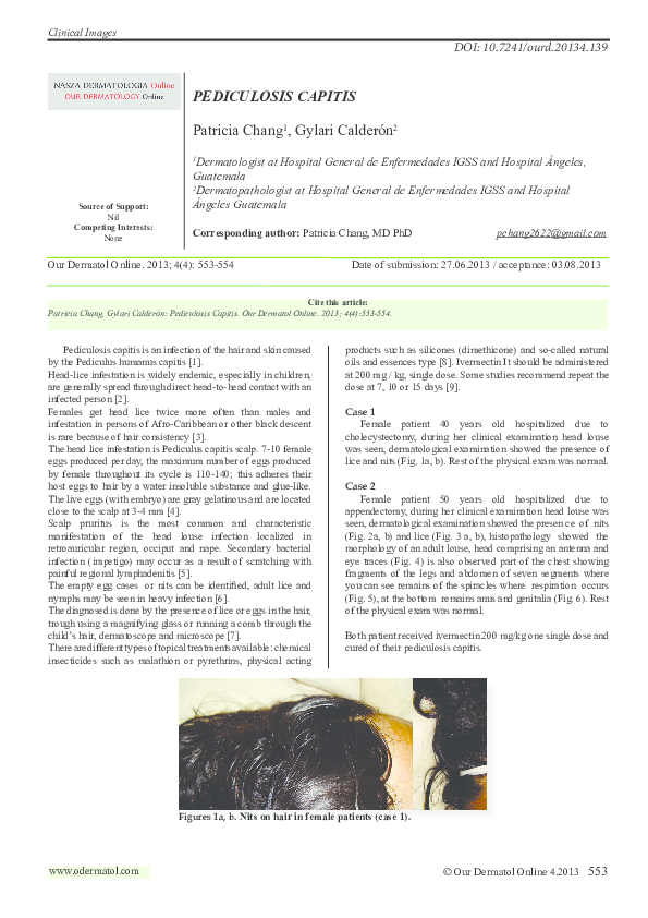 (PDF) Pediculosis Capitis