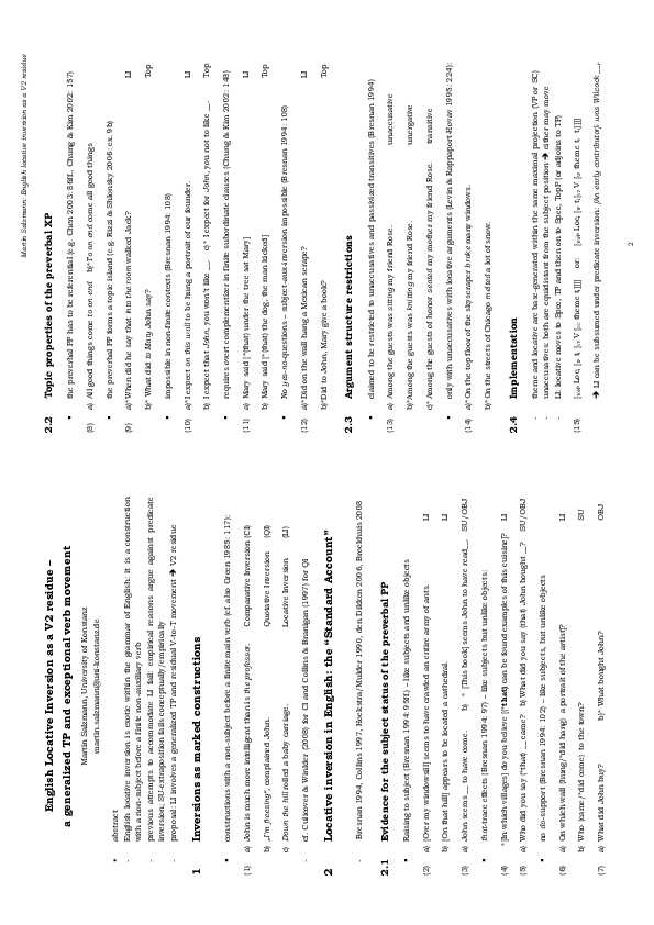 (PDF) 2008 English Locative Inversion as a V2 residue – a generalized ...