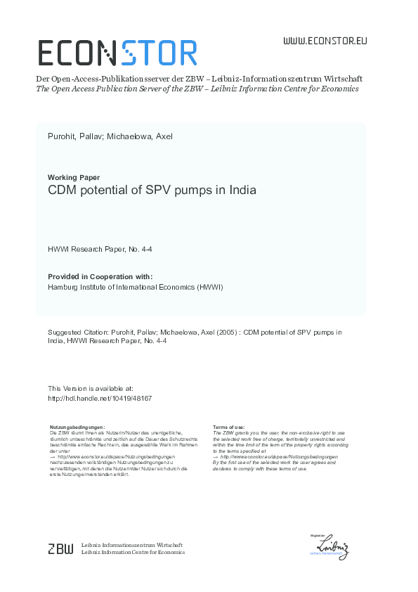(PDF) CDM potential of SPV pumps in India