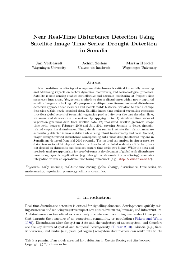 (PDF) Near Real-Time Disturbance Detection Using Satellite Image Time Series: Drought Detection ...