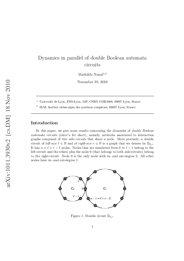 Pdf Dynamics In Parallel Of Double Boolean Automata Circuits