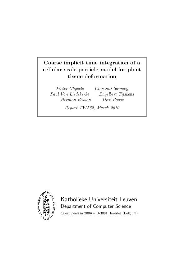 (PDF) Coarse implicit time integration of a cellular scale particle model for plant tissue ...