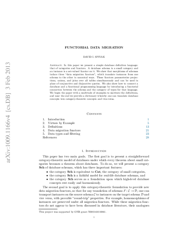 (PDF) FUNCTORIAL DATA MIGRATION | Marcus Urruh - Academia.edu