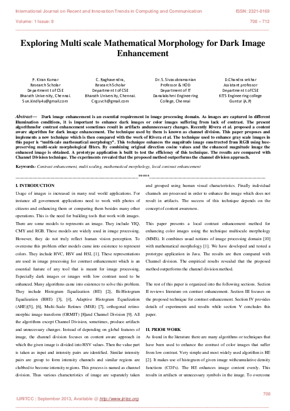 (PDF) Exploring Multi scale Mathematical Morphology for Dark Image Enhancement