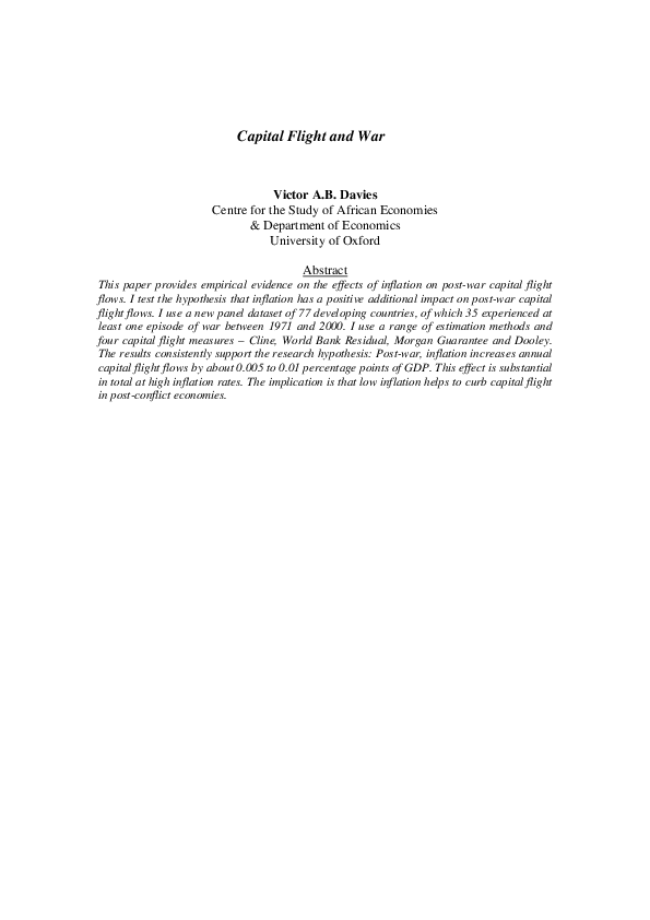(PDF) Capital flight and war