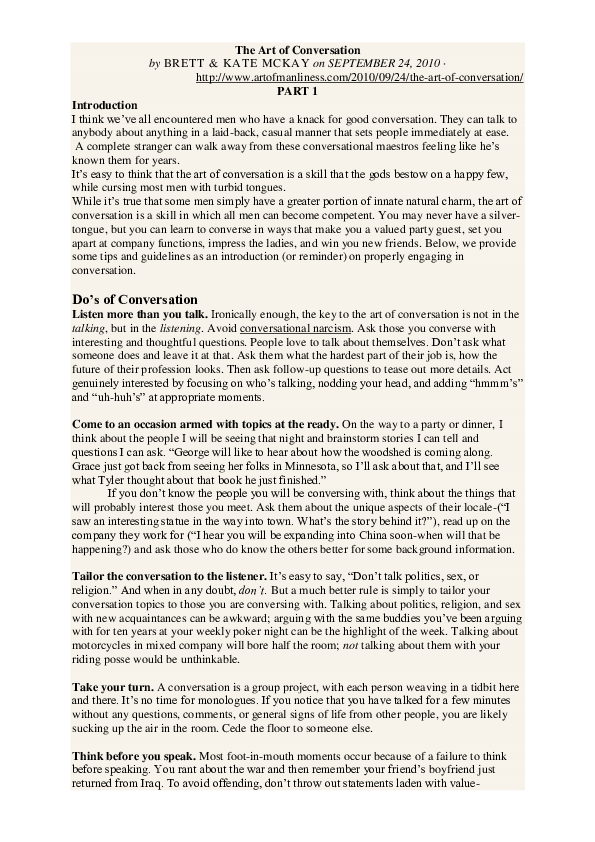 (DOC) 1-The Art of Conversation | han nguyen - Academia.edu
