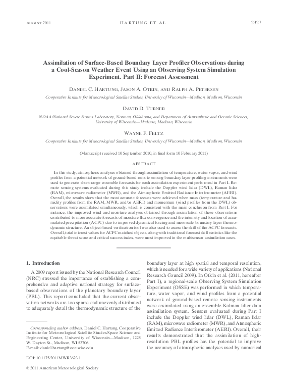Pdf Assimilation Of Surface Based Boundary Layer Profiler
