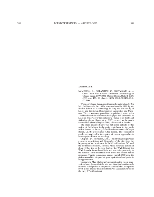 McMahon, A. et al., Once There Was a Place: Settlement Archaeology at ...