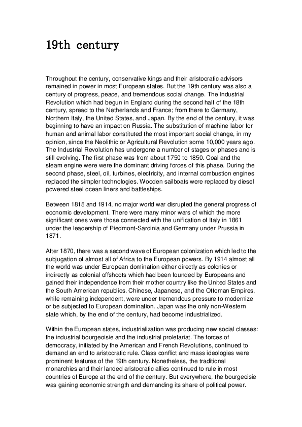(DOC) 19th century