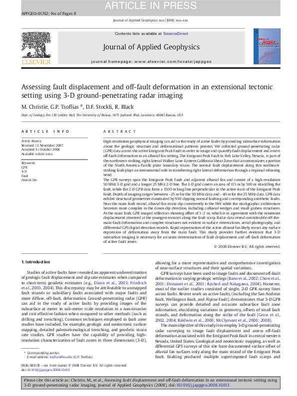 Pdf Assessing Fault Displacement And Off Fault Deformation In An Extensional Tectonic Setting
