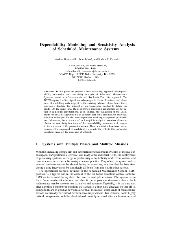 (PDF) Dependability Modelling and Sensitivity Analysis of Scheduled Maintenance Systems
