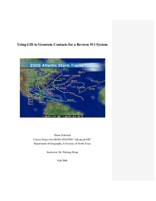 (PDF) Using GIS to Generate Contacts for a Reverse 911 System