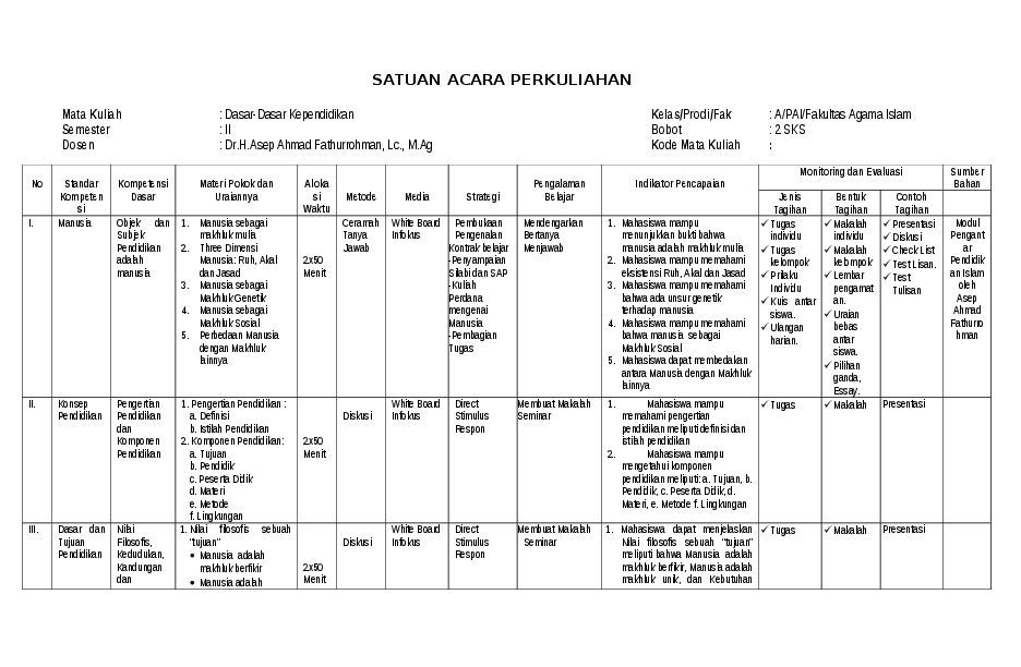 (DOC) SATUAN ACARA PERKULIAHAN Kode Mata Kuliah