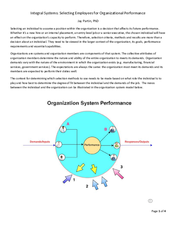 (PDF) Integral Systems: Selecting Employees for Organizational Performance
