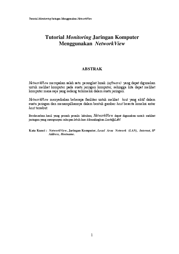 (PDF) Turorial Monitoring Jaringan Menggunakan NetworkView Tutorial ...