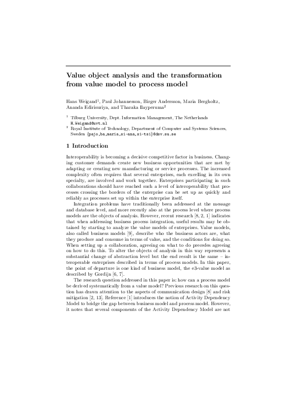 (PDF) Value object analysis and the transformation from value model to ...